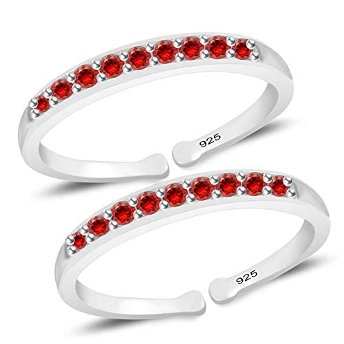 925 Solitaire Red Ruby Toe Rings in Pure 925 Sterling Silver for Women Gift For Women's By ELITE GEMS