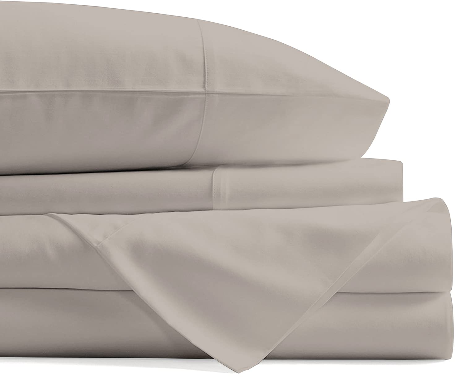 800-Thread-Count Cotton Sheets - Egyptian Quality Long Staple Cotton, Sateen Weave Taupe Color Queen Sheets for Queen Size Bed, Fits Mattress Upto 16'' Deep Pocket (Packaging May Vary)
