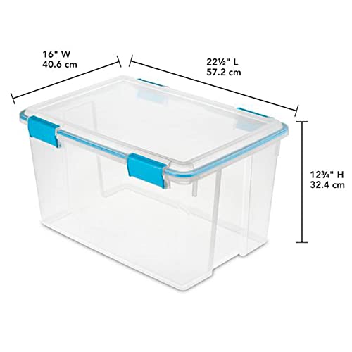Sterilite 54 Quart Clear Plastic Stackable Storage Container Box Bin with Air Tight Gasket Seal Latching Lid Long Term Organizing Solution, 16 Pack
