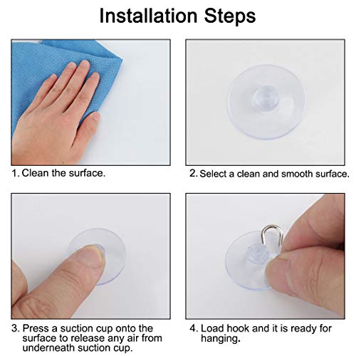 uxcell 34pcs Suction Cup Hooks 1 Inch Diameter Wall Hooks Hangers Removable Kitchen Bathroom Wall Vacuum Holder for Smooth Tile Glass