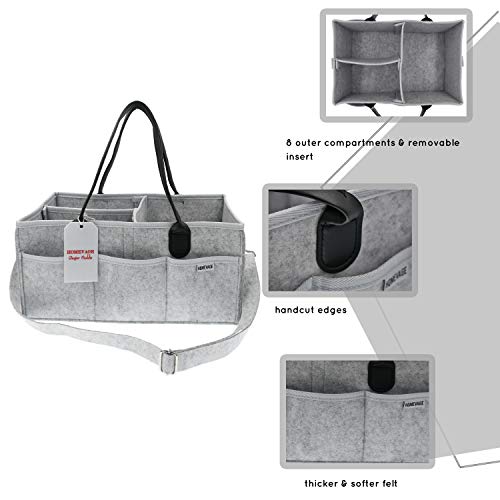 HOMEVAGE Diaper Caddy Caddies Organizer, Baby Cloth Diapering, Tote Bag, Nursery Storage Bin for Changing Table, Portable Car Travel Organizer (Light Grey)