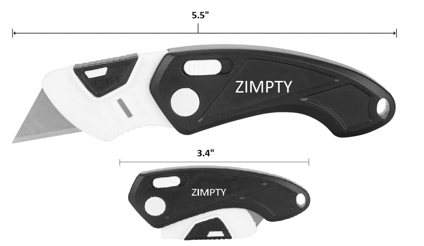 ZIMPTY ZY300 6-Pack Folding Utility Knife Quick-change SK5 Box Cutter for Cartons, Cardboard and Boxes, Back-lock Mechanism