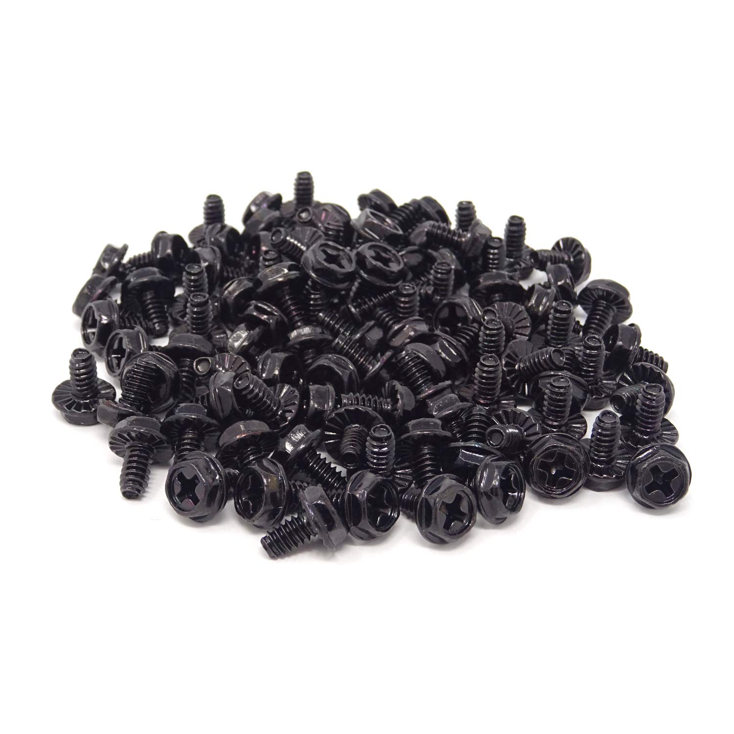 Honbay 100PCS 6#-32x6 Hex Phillips Head Replacement PC Computer Case Mounting Screws Fastener for Building Repairing and Maintaining Computer Systems (Black Zinc)