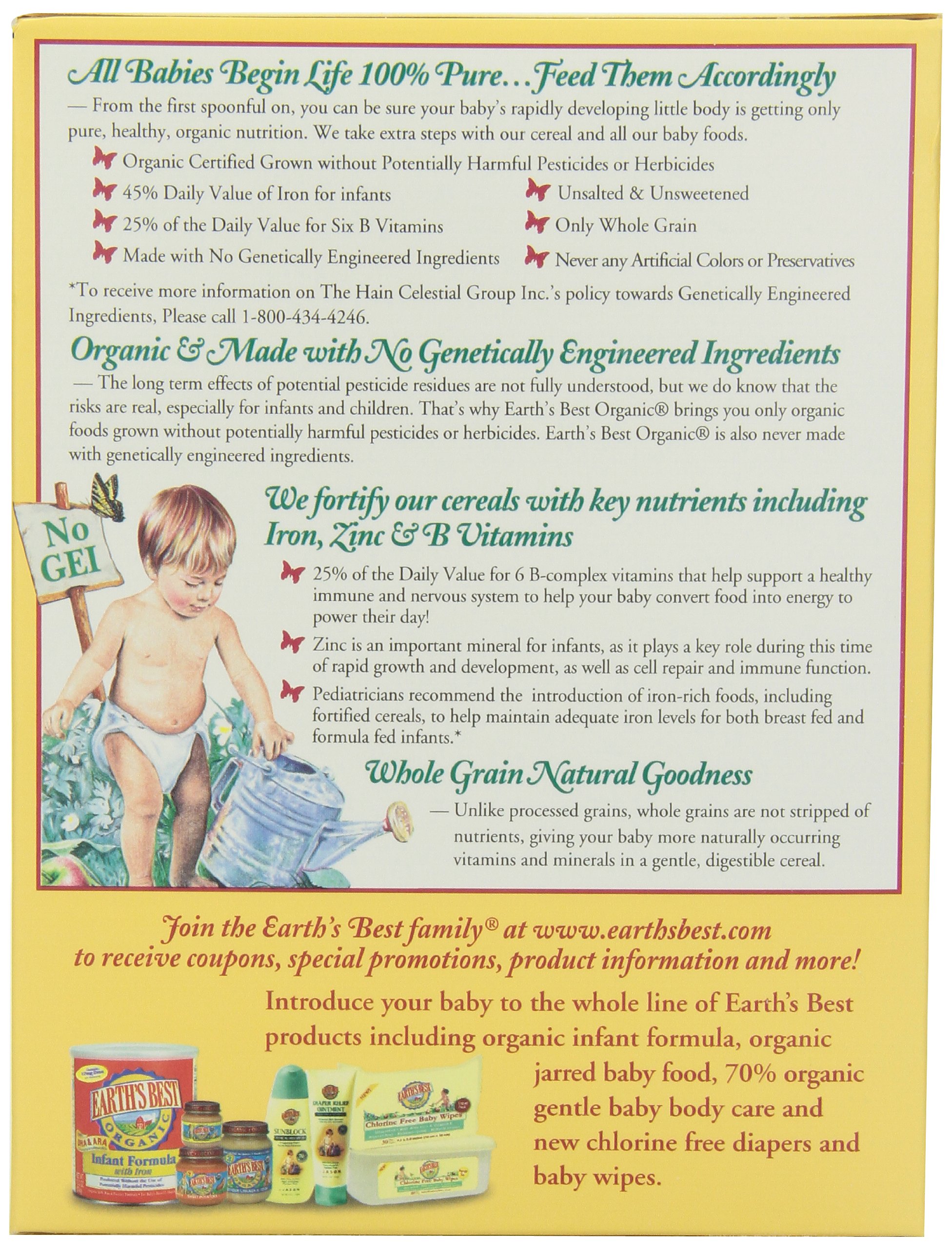Earth's Best Organic Infant Cereal, Whole Grain Rice, 8 oz. Box