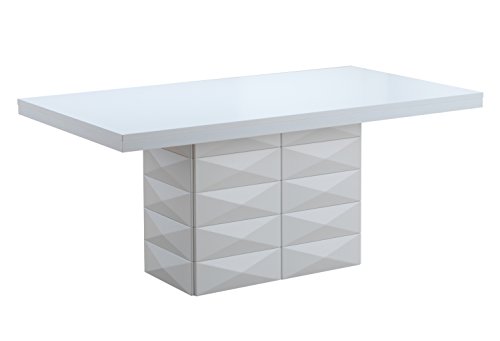 Kings Brand Furniture Milan 7 Piece White Modern Rectangle Dinette Dining Room Table & 6 Grey Vinyl Chairs, 70.9" W x 39.4" D x 30.5" H