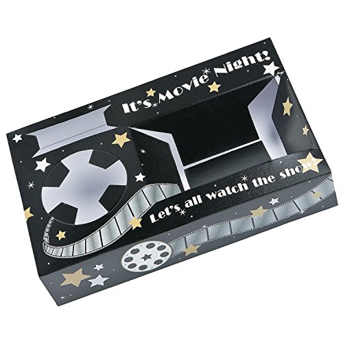Fun Express Movie Night Snack Trays - Holds Popcorn, Drink and Candy - Set of 12 - Party Supplies