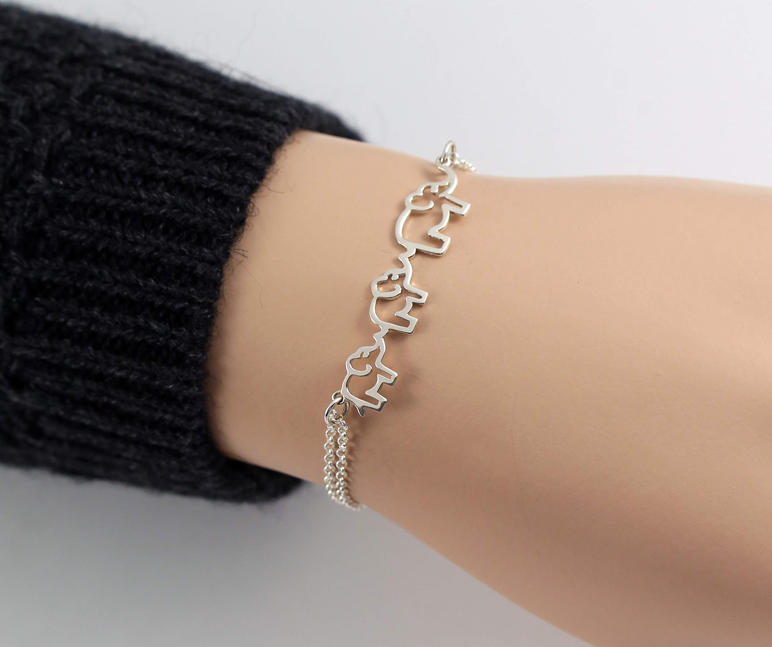 A Charmed Impression Mother and Two Sons • Sterling Silver Bracelet • Adjustable Length • 2 Boys Mom Gift • Mother & Baby Elephants Bracelet • Mama Elephant • Two Kids • 2 Children • Gifts for Women
