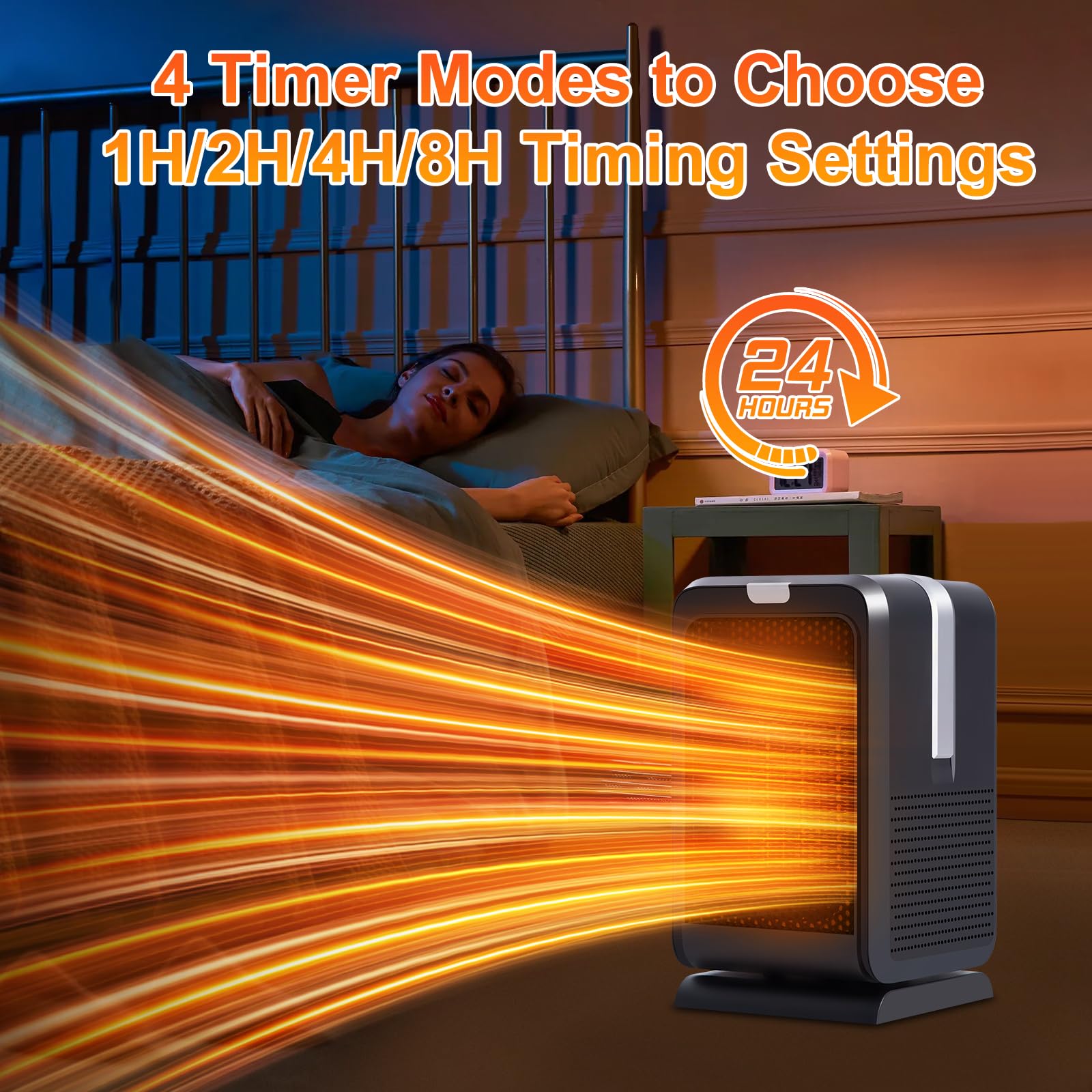 ZTAB Space Heater Indoor use, 1000W PTC Ceramic Electric Heater indoor with Remote, 90°Oscillating, Fast Safety Heater, Portable Desk Heater for Bedroom, Office, Home, Black