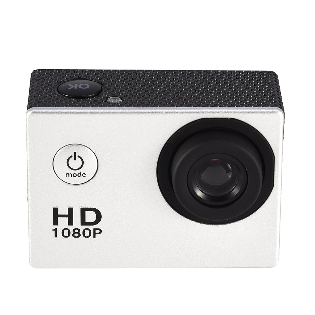 Action Camera 12MP Waterproof 30m Outdoor Sports Video Camera 1080P Full LCD Mini Camcorder with 900mAh Rechargeable Batteries and Mounting Accessories Kits(Silver)