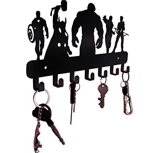 HeavenlyKraft Superheros Wall Mounted Metal Key Holder, Key Organizer, Metal Key Hook, 10.6 X 7.5 X 1 INCH