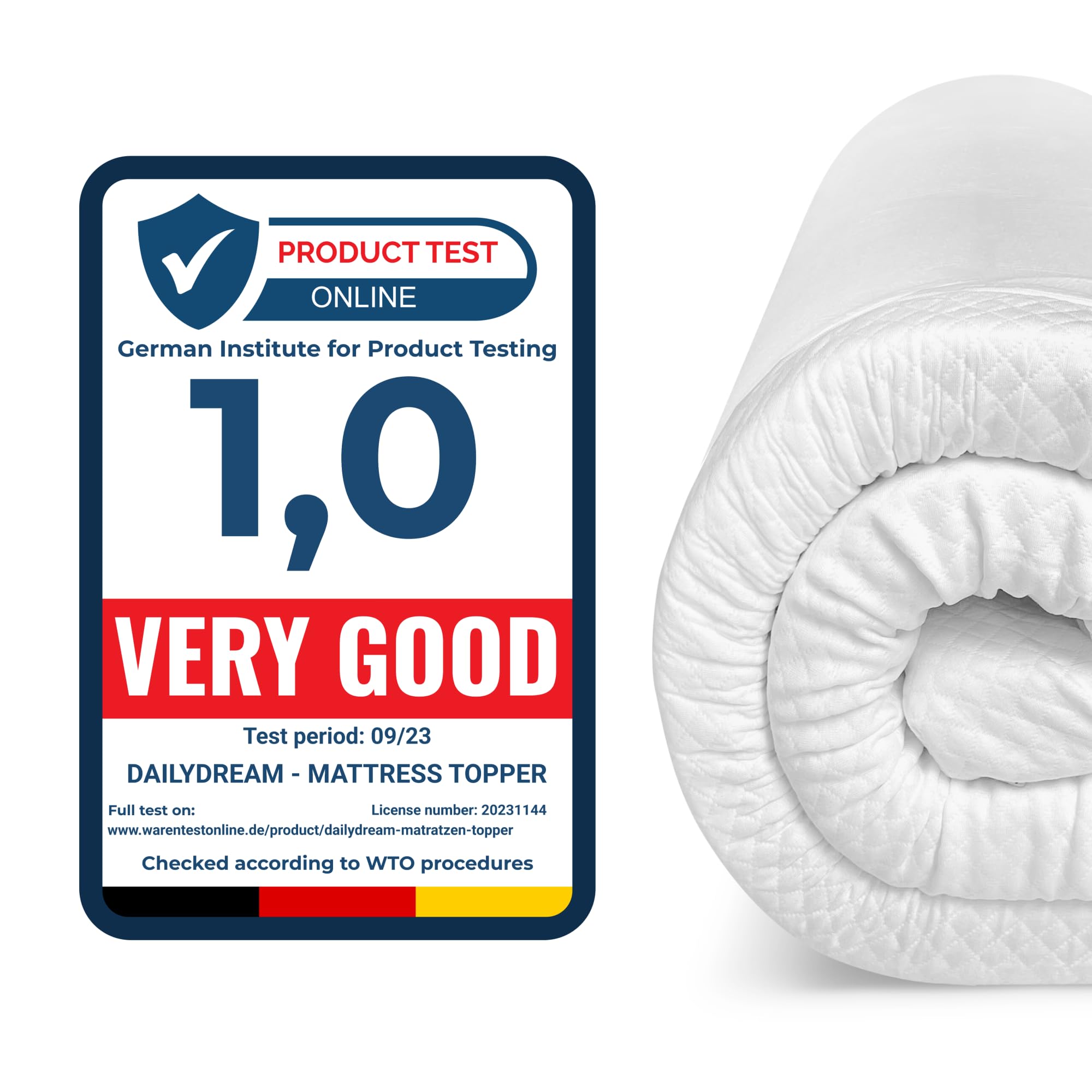 Dailydream viscoelastic Mattress Topper with Memory Foam, Edition Standard (Full, Model L - 220 up to 264 lbs)