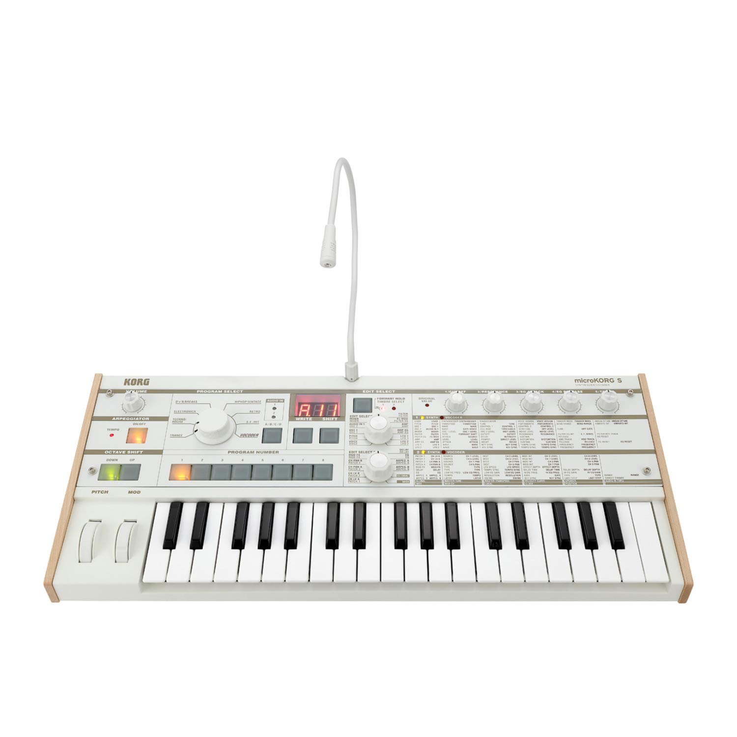 Korg microKORG S Synthesizer/Vocoder Bundle with Knox Gear Keyboard Stand and 10 Feet 1/4-Inch to 1/4-Inch 8mm TS Cable (2-Pack) (4 Items)