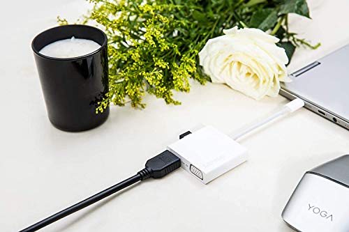 Lenovo USB-C 3-in-1 Travel Hub, 4K HDMI, VGA, USB 3.0, Plug and Play, Only 0.08 lbs, GX90T33021, White