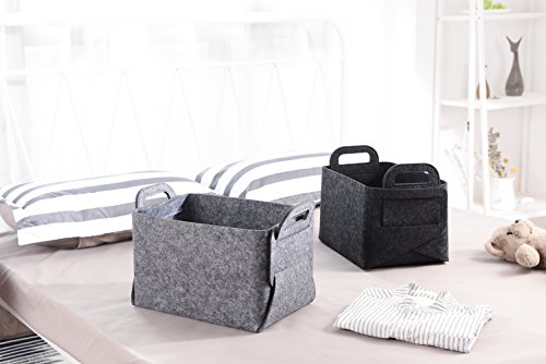 Storage Basket Felt Storage Bin Collapsible & Convenient Box Organizer with Carry Handles for Office Bedroom Closet Babies Nursery Toys DVD Laundry Organizing