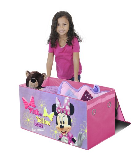 Idea Nuova Disney Minnie Mouse Collapsible Children’s Toy Storage Trunk, Durable with Lid