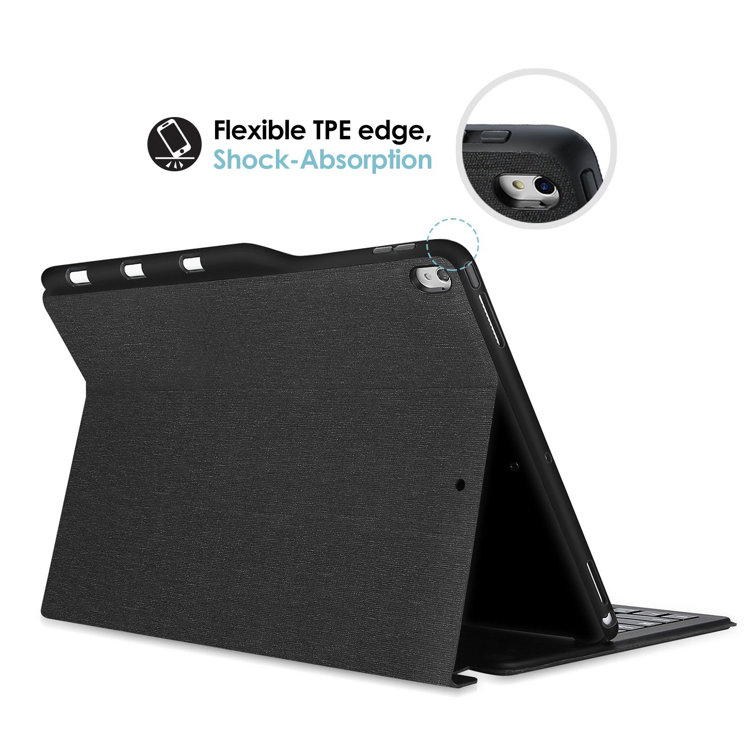 ProCase Keyboard Case for iPad Pro 12.9" 2017/2015 Old Model with Built-in Apple Pencil Holder, Slim Lightweight Cover Folio Stand Smart Cover with Keyboard for Apple iPad Pro 12.9 inch –Black