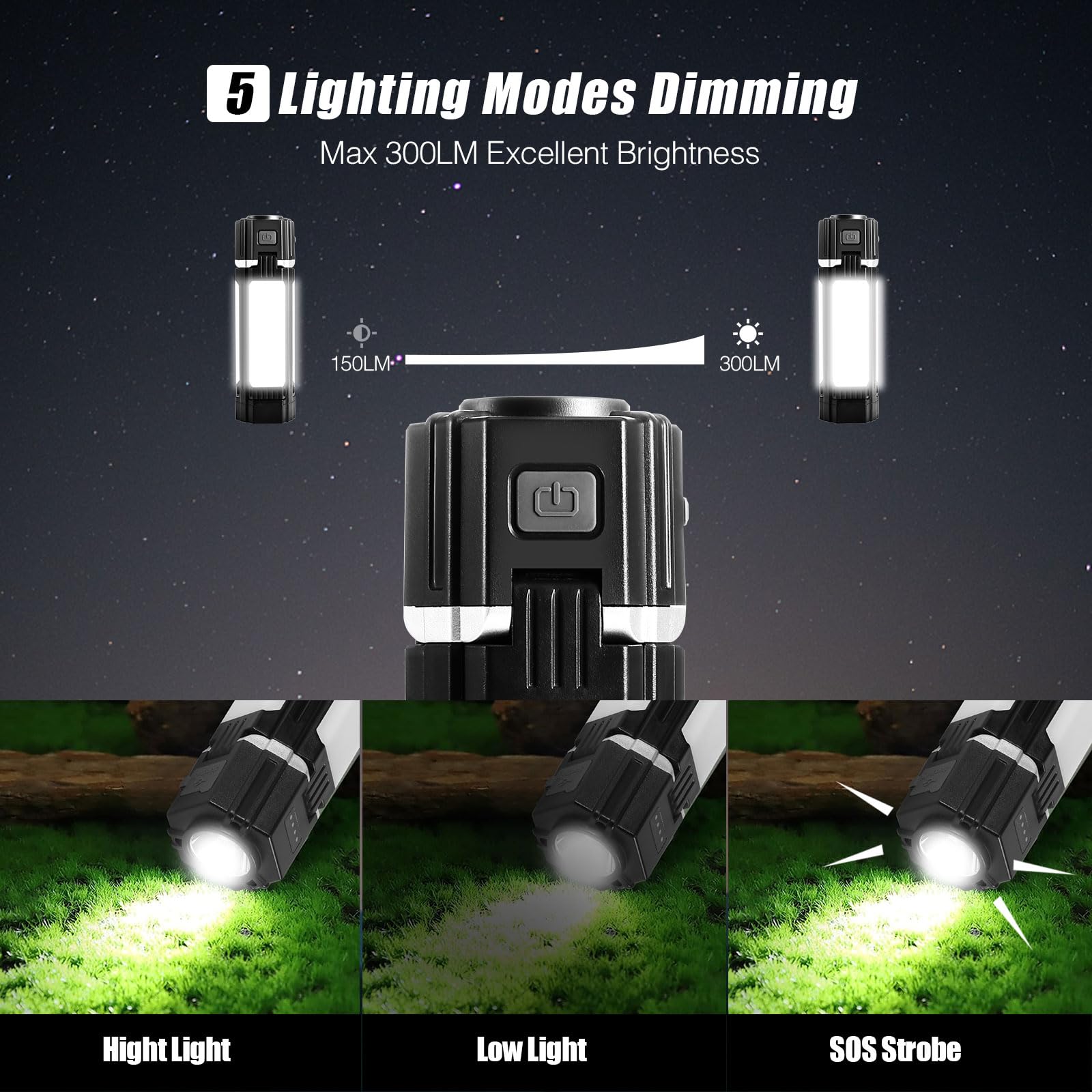 B-right LED Camping Lantern: Battery Powered Rechargeable Camping Lights Outdoor - 300LM 5 Brightness Modes Water-Resistant Tent Lights Lamp for Emergency Power Outage Hurricane Home