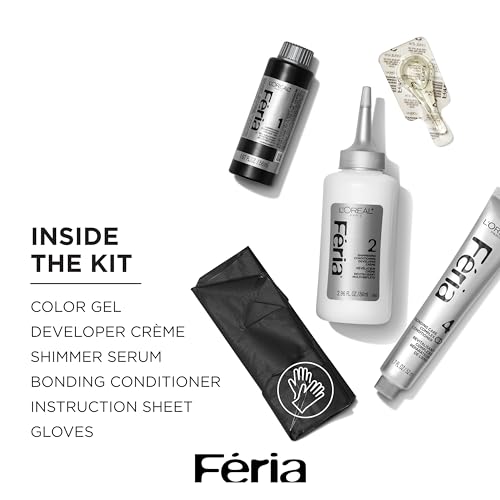 L'Oreal Paris Feria Multi-Faceted Shimmering Permanent Hair Color, 411 Downtown Denim, Pack of 1 Hair Dye Kit