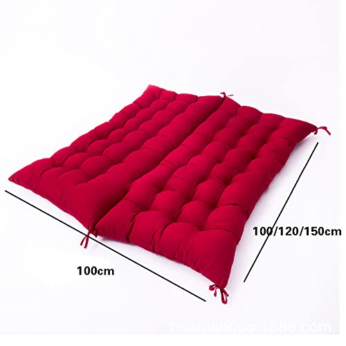 Hruile Replacement Cushion for Outdoor Patio Swing, 2-3 Seater Bench with Backrest, 3 Inch Thick Seat Sofa Pad Settee Ties,59x40in,Wine Red