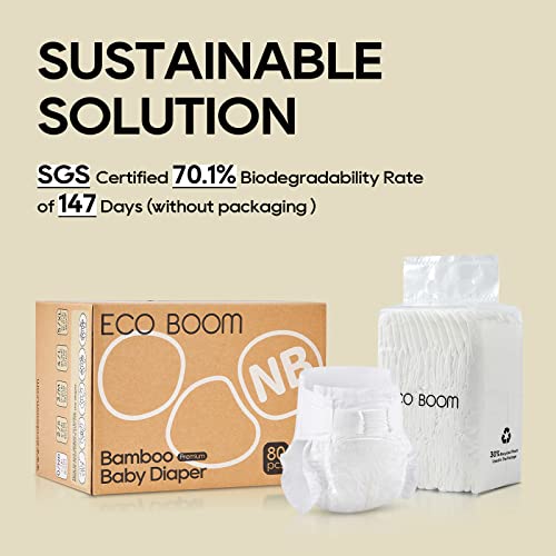ECO BOOM Diapers, Baby Bamboo Viscose Diapers, Eco-Friendly Natural Soft Disposable Nappies for Infant, Size 4 Suitable for 20 to 31lb (Large - 60 Count)