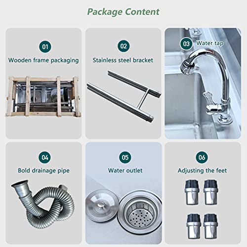 Freestanding Stainless Steel Sink, Utility Sink,1 Compartment Commercial Kitchen Sink,Kitchen Sink Industrial Sink,Commercial Sink Industrial Sink(40in)