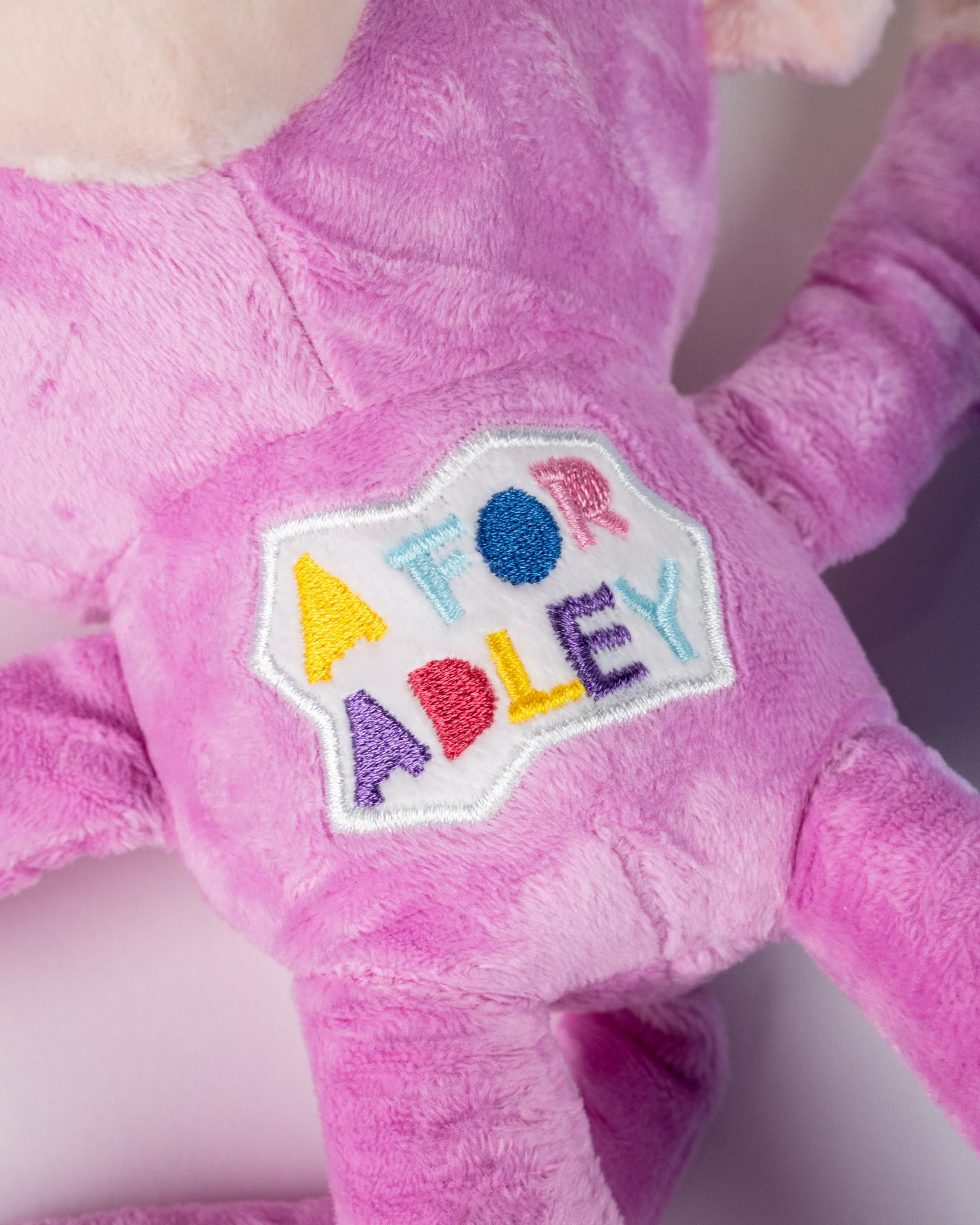 A FOR ADLEY Official Merch Monkey Buddies, A Pink and Blue Monkey Ready to Be Your Favorite Stuffed Animal Friend. Comes with Carrying Bag.