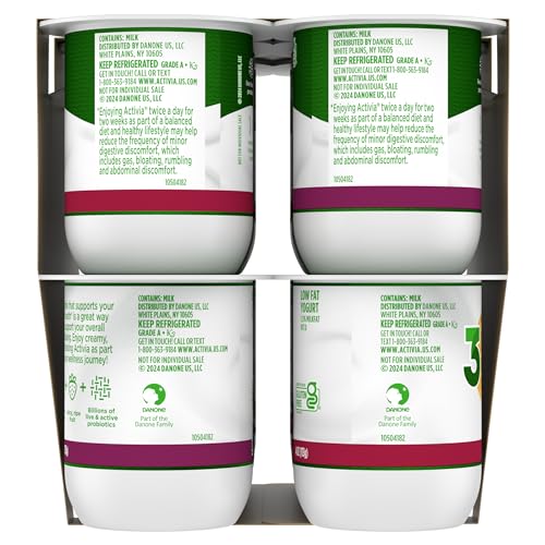 Activia Black Cherry and Mixed Berry Probiotic Yogurt, Delicious Lowfat Yogurt Cups to Help Support Gut Health, 12 Ct, 4 OZ