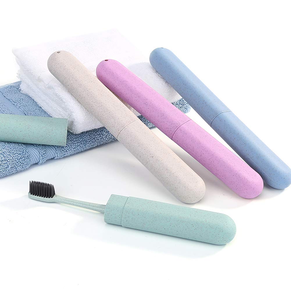 Hooqict 4 Pack Travel Toothbrush Case Portable Travel Toothbrush Holder Plastic Toothbrush Container Protector Cover for Traveling, Camping, Home, School, Business