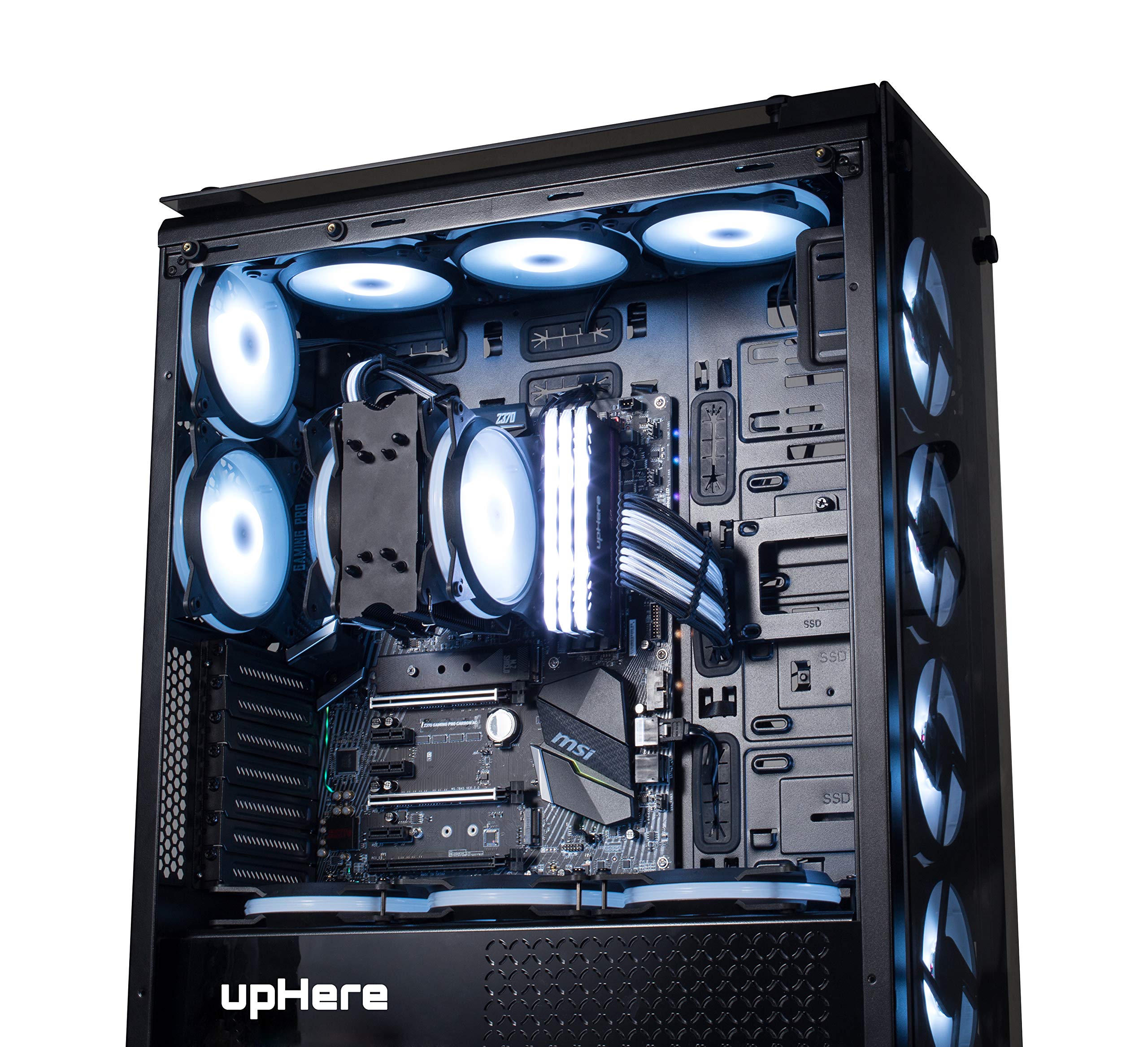 upHere 120mm 3-Pack 3-Pin High Airflow Quiet Edition White LED Case Fan for PC Cases, CPU Coolers, and Radiators T3WT3-3