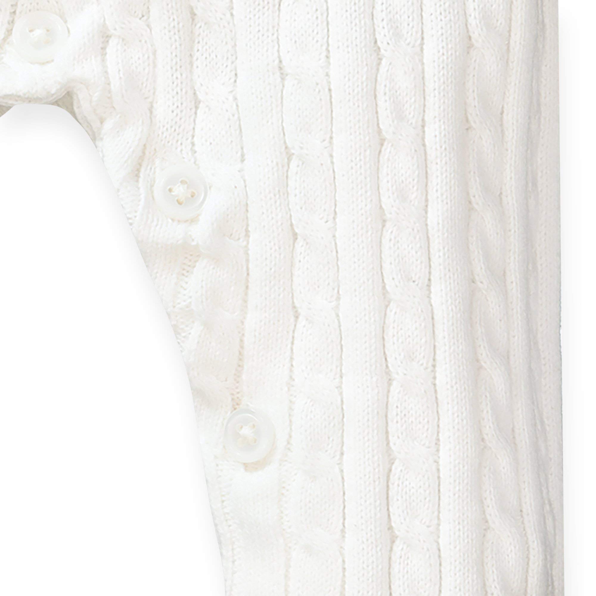 Hope & Henry Layette Long Sleeve Cable Romper with Peter Pan Collar
