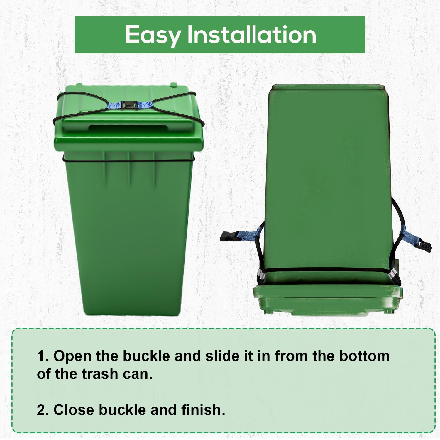 XIHIRCD Trash Can Lock, Lid Lock for 30-50 Gallon Outdoor Garbage Cans Heavy Duty Elastic Garbage Bin Bungee Cords for Animals, Squirrels, Dogs, Raccoons, Keeps Trash Secure