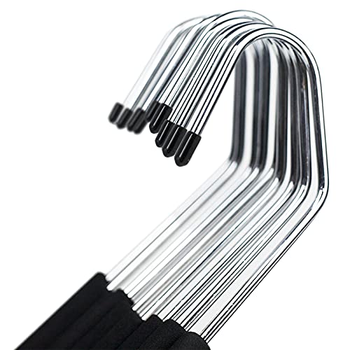 HUJI Heavy Duty Open Ended Easy Slide Chrome Trouser Hangers Organizers (10 Open Ended Easy Slide Hangers)