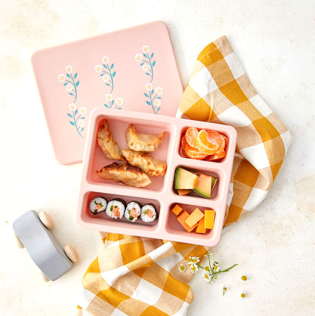 Austin Baby Co Leak-Proof Bento Lunch Box for Kids – Silicone Kids Lunch Container with 5 Leakproof Compartments – Food-Safe Materials, Sturdy, Dishwasher Safe, and BPA Free