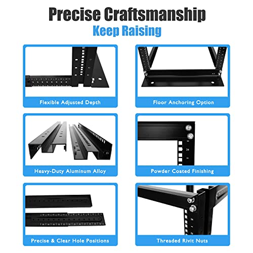 Raising Electronics Server Rack 4 Post Open Rack Frame Rack Enclosure 19 Inch Adjustable Depth Aluminum (27U,56Inch Height)