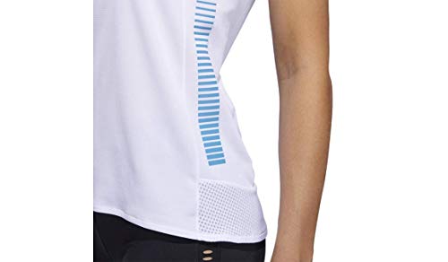 adidas Women's 25/7 Tee Rise Up N Run White/Sharp Blue Small