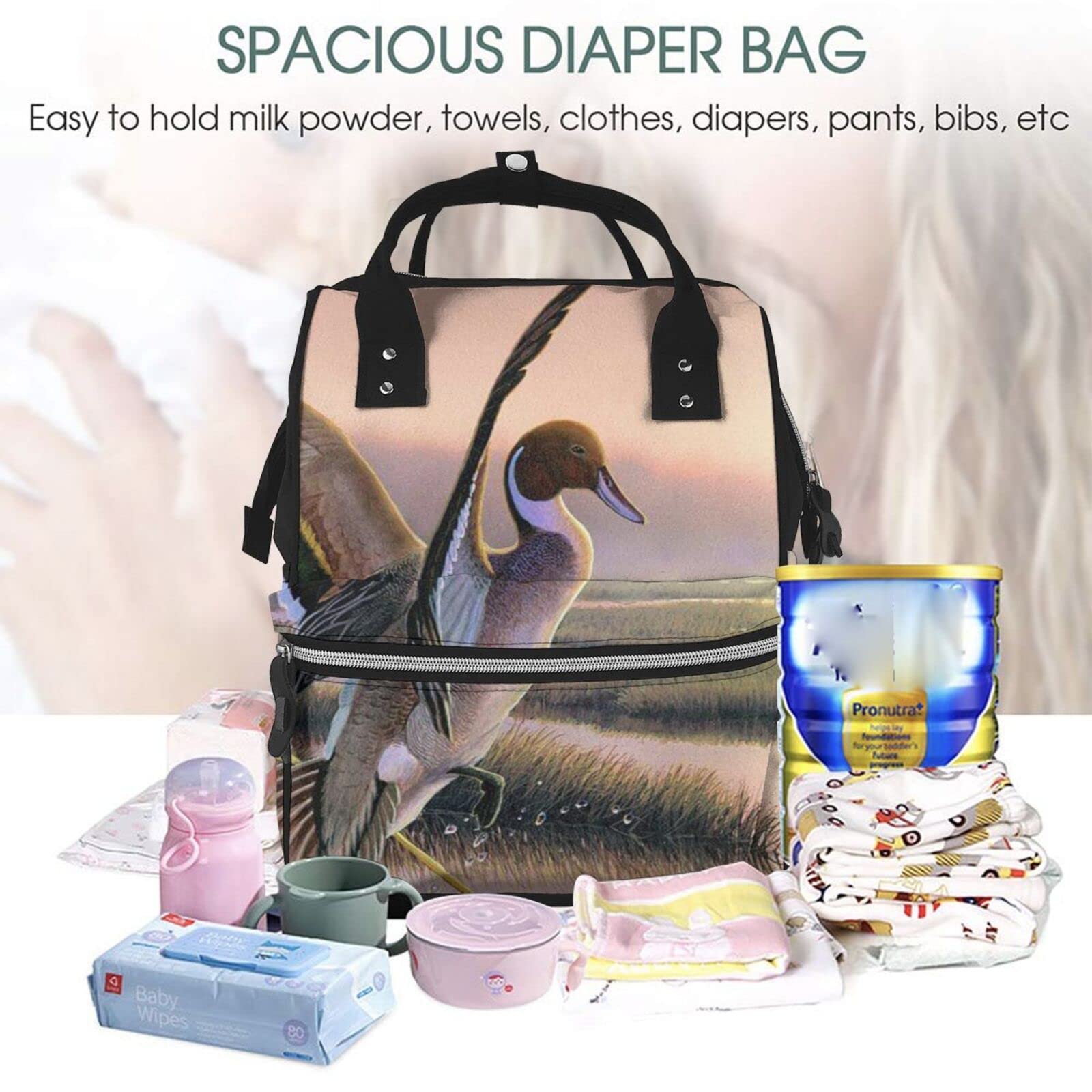 BBRItter Hunting Flying Wild Ducks Mummy Backpack Diaper Tote Bags Shoulder Nappy Bag Large Capacity For Baby Care, One Size