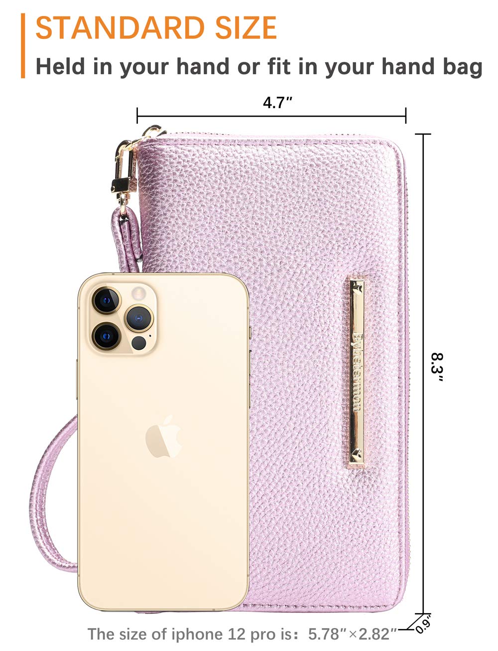 Bybetermon Women's Wallet Zip Around Wristlet RFID Blocking Purse Travel Wallet Clutch for Woman Men