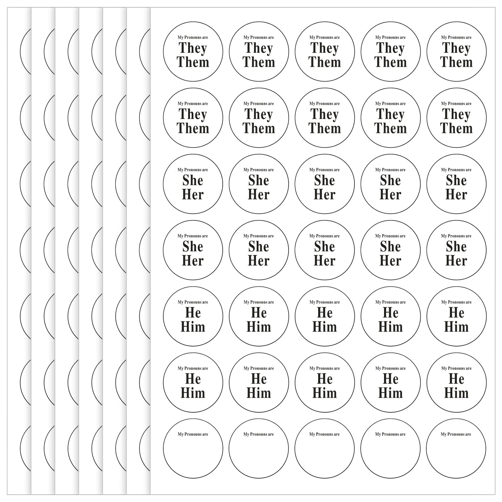 840 Pcs 24 Sheets Pronoun Stickers Bulk for Conference Badges They Them He Him She Her Round Nonbinary Name Tag Sticker Gender Identity Pronouns Name Badge Stickers Decal for Name Tag Party Boys Girls