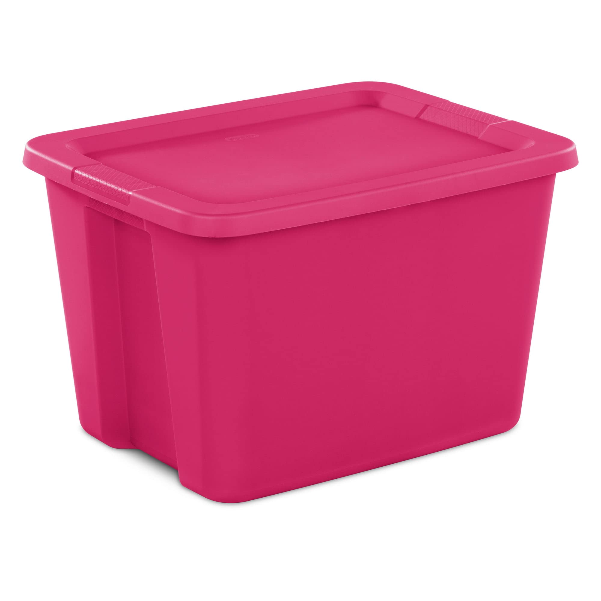 ouyoo Plastic Storage Bin 18 Gallon Storage Tote Organizing Container with Durable Lid , Stackable and Nestable, Great for Garage Storage, Office Supplies, Clothes, Moving Boxes, 8 Pack(Fuchsia )