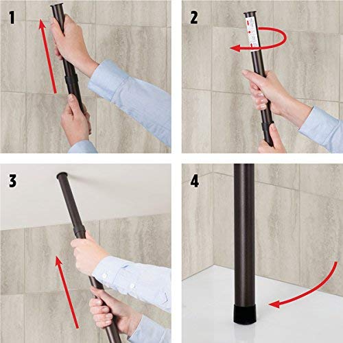 iDesign Twigz Metal Wire Rod Corner Shower, Adjustable 5'-9' Pole and Baskets for Shampoo, Conditioner, Soap with Hooks for Razors, Towels, Tension Caddy