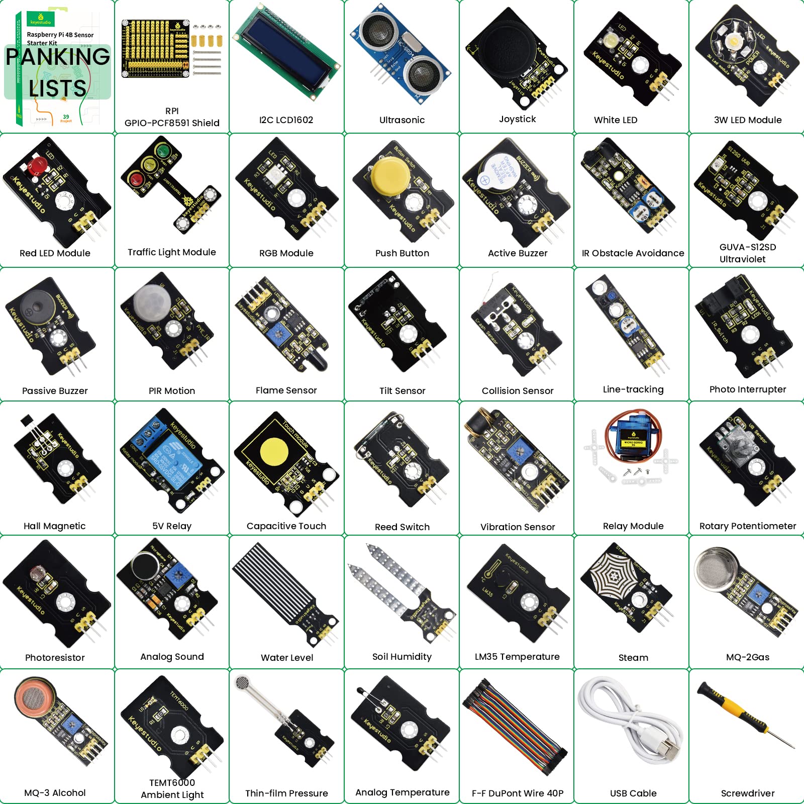 KEYESTUDIO 37 Sensors Modules in 1 Box Starter Kit for Raspberry Pi 4 4B 3 3B 2B+, Tutorials Python C Java Scratch Code, 38 Projects, GPIO Breakout Board Breadboard LCD Programming for Kids Adult