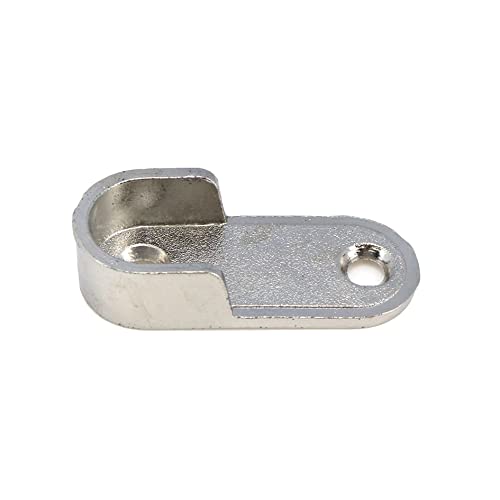 Mcredy 2 Pair Zinc Alloy Oval Hanging Rail Rod Holder End Bracket Support for Wardrobe Closet Silver 0.63" Inner Size
