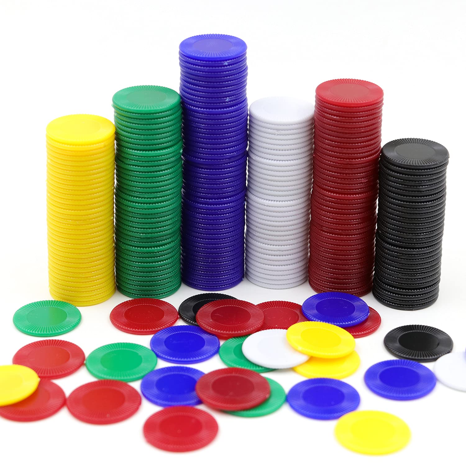Darovly 600Pcs Plastic Poker Mini Chips in 6 Colors Bulk Poker Card Game Chips for Game Play Learning Math Counting Kids Teaching Rewards(2.2CM in Diameter)