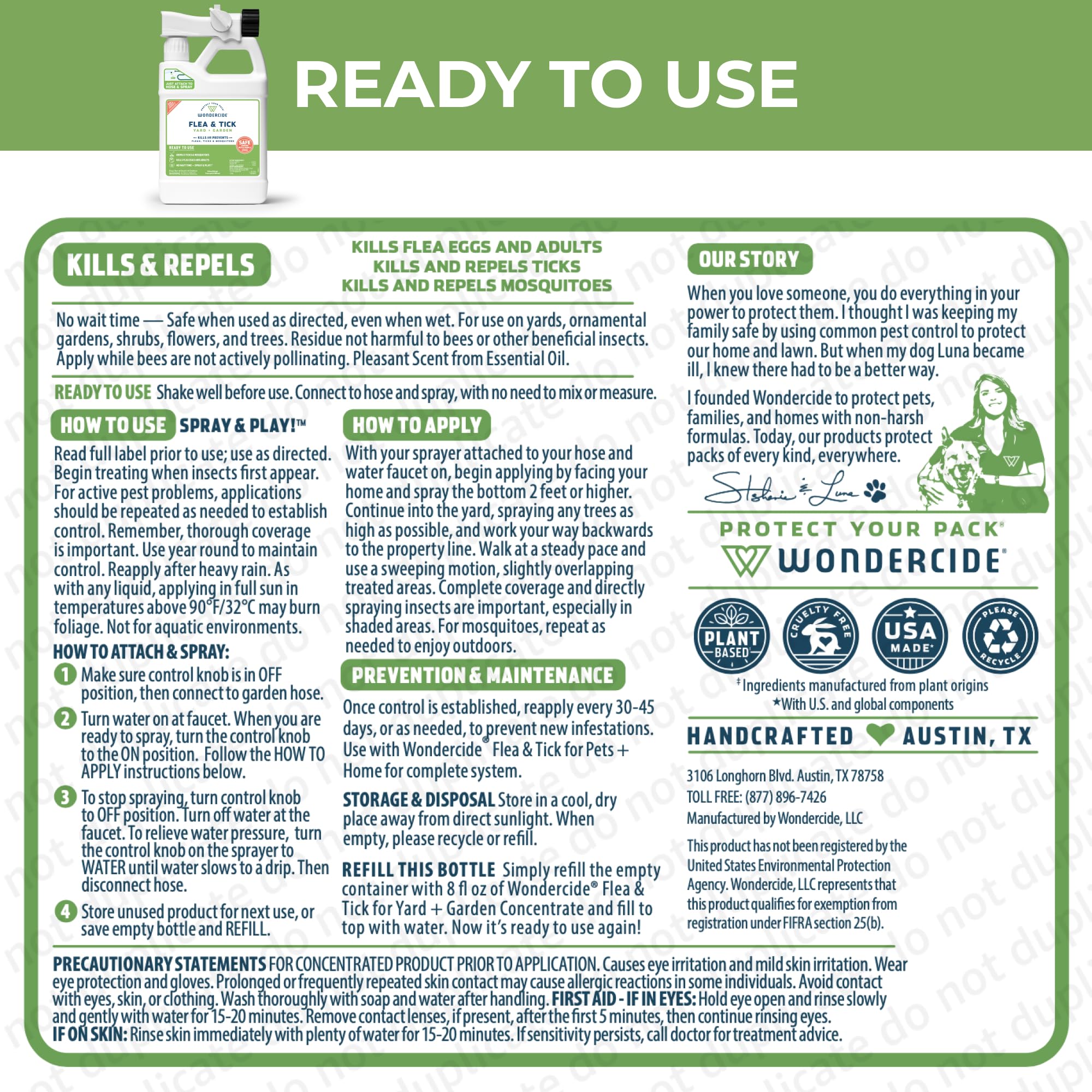 Wondercide - Flea, Tick, and Mosquito Yard Spray Refill Starter Kit - Powered by Natural Essential Oils β Insect Killer and Repellent - Lawn Treatment - 32 oz Ready to Use and 16 oz Concentrate