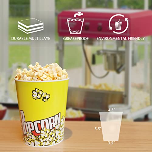 EGGKITPO 32 Oz Popcorn Buckets 50 Pack Retro Style Disposable Popcorn Box Grease Resistant Small Popcorn Holer for Home Movie Night Birthday Christmas Concession Stands Popcorn Bars