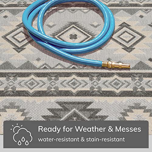 Well Woven Dorado Mamba Grey Tribal Southwestern 5'3" x 7'3" High-Low Indoor/Outdoor Area Rug