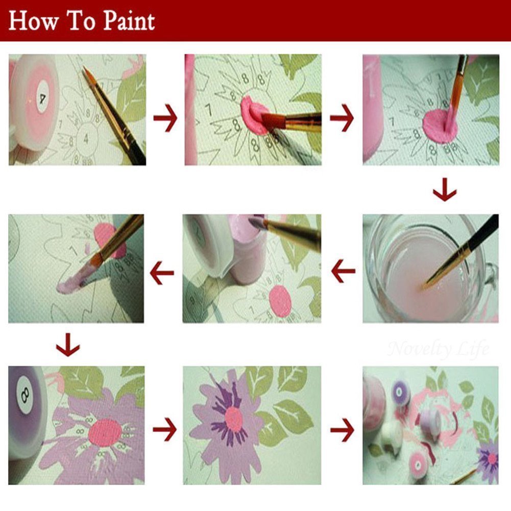 ABEUTY DIY Paint by Numbers for Adults Beginner (Frameless Canvas, Abstract Landscape Mountains Village)
