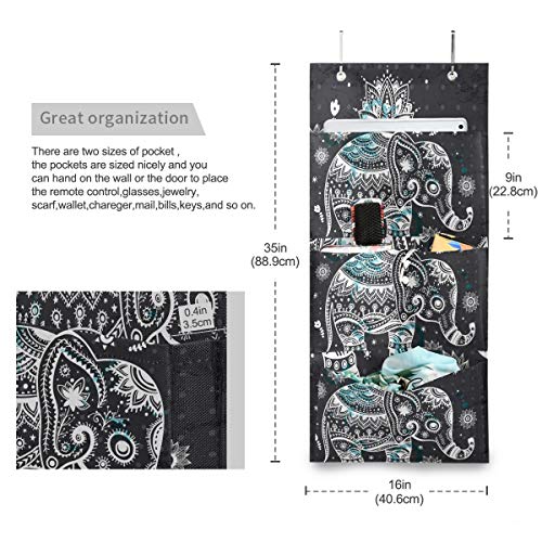 WELLDAY Hanging Storage Bag Elephant Dots Wall Door Closet 4 Pockets Organizer