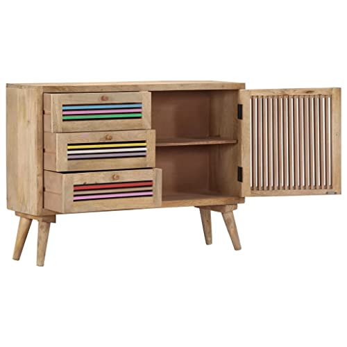vidaXL Sideboard Buffet Kitchen Storage Cabinet with Doors Liquor Dining Room Hallway Cupboard Console Table Accent Cabinet Solid Wood Mango 59.1" x 11.8" x 29.5"