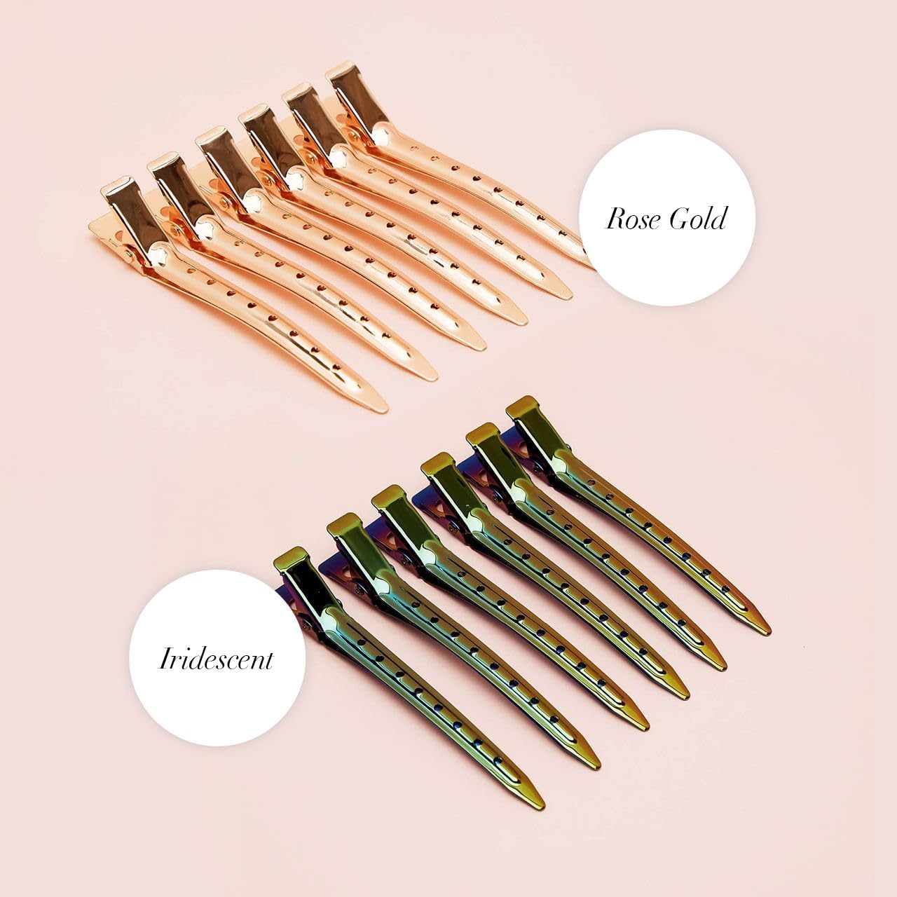 Kitsch Metal Duck Billed Hair Clips - Hair Styling Clips for Sectioning, Cutting, Coloring, Blow Drying and Makeup | Salon Quality Accessories - 6pcs (Rose Gold)